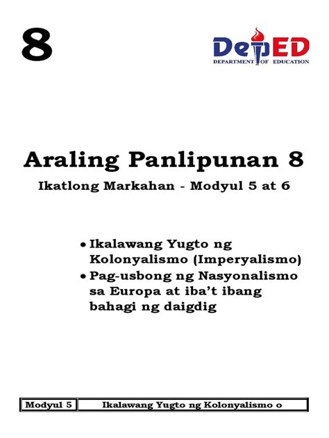 Araling Panlipunan 8: Ikatlong Markahan - Modyul 5 at 6 | PDF