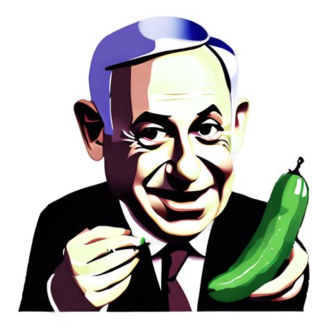 Benjamin Netanyahu Eats A Cucumber · Creative Fabrica