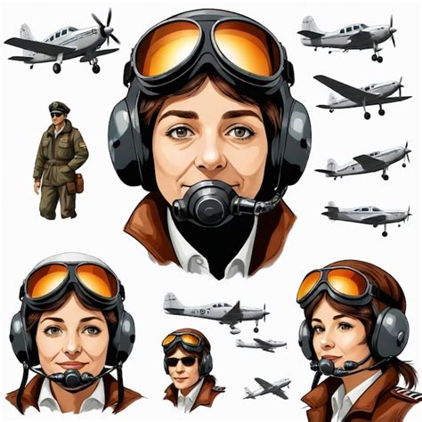 Premium Vector Pilot Vector Set White Background Isolated A High