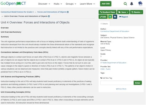 Connecticut Model Science For Grade 3 Forces And Interactions Of