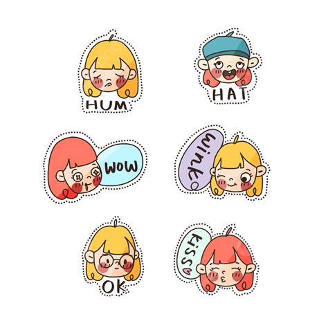 Hand Painted Fresh Girl Emoji Stickers Girl Expression Hat Png