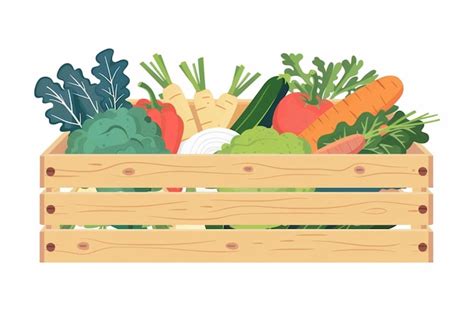 Wooden Box Overflowing With Vegetables Premium Ai Generated Vector