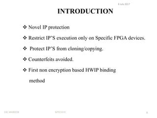 A Puf Fsm Binding Scheme For Fpga Ip Protection Ppt
