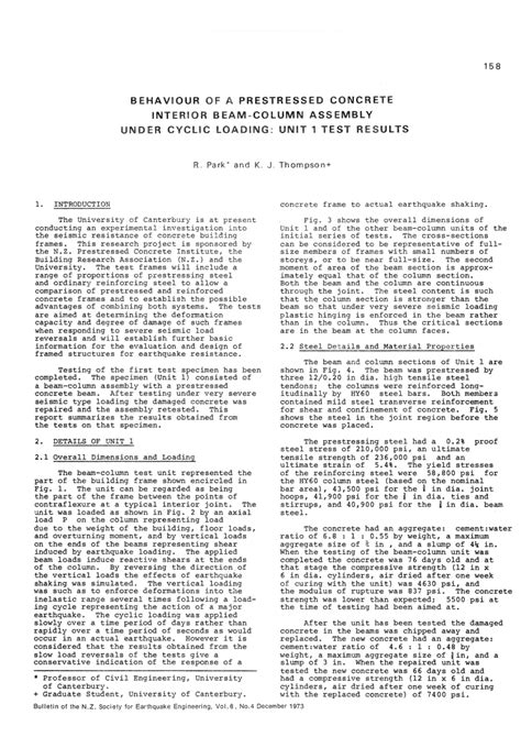 Pdf Behaviour Of A Prestressed Concrete Interior Beam Column Assembly Under Cyclic Loading