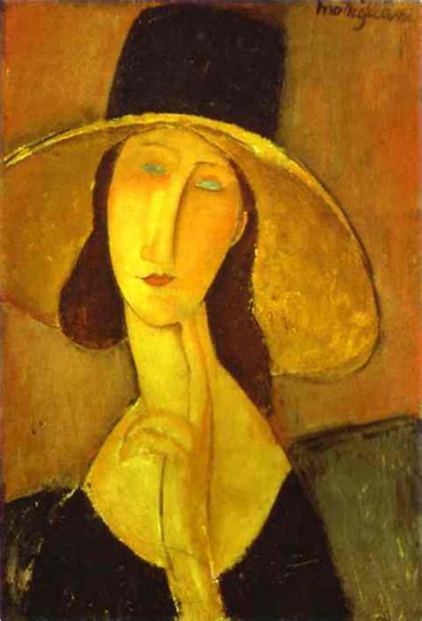 Art Reproductions Portrait of Woman in Hat Jeanne Hébuterne in Large Hat by Amedeo Modigliani