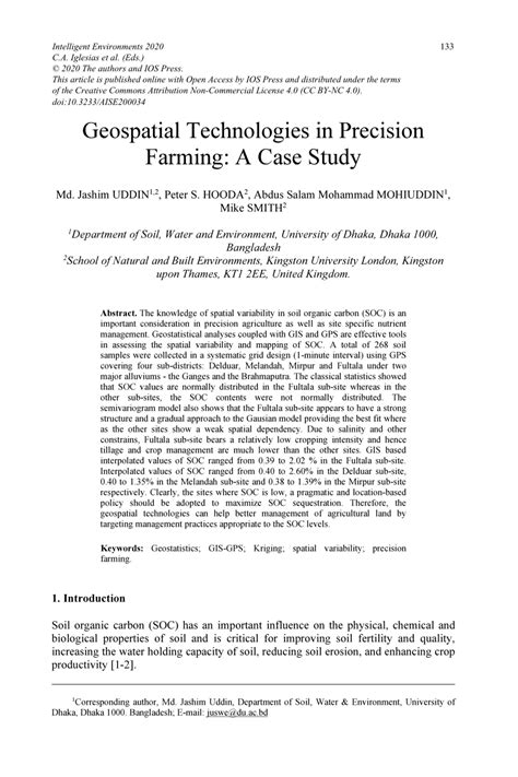 PDF Geospatial Technologies In Precision Farming A Case Study