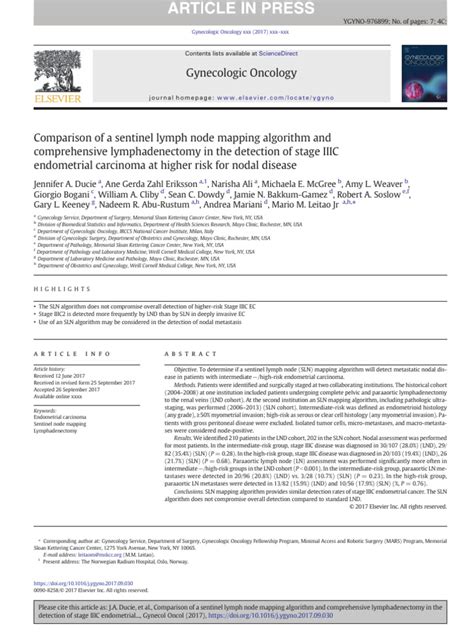 comparison of a sentinel lymph node mapping algorithm and comprehensive