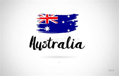 Australia Country Flag Inside Map Contour Design Icon Logo Stock Vector
