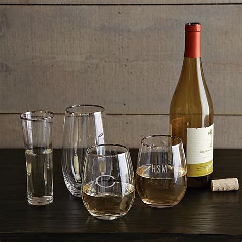 Stemless Glassware Set Of 4 Platinum Rimmed West Elm
