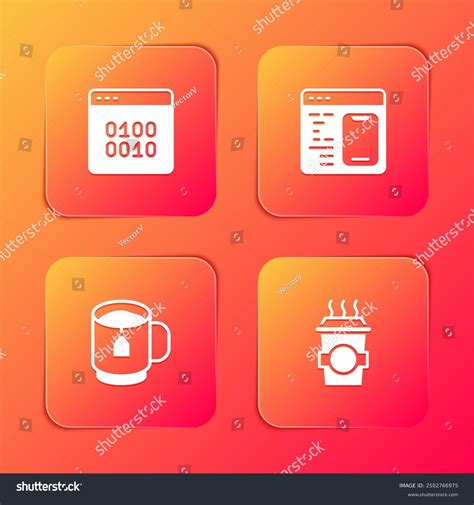 Set Binary Code Software Cup Tea Stock Vector Royalty Free Shutterstock