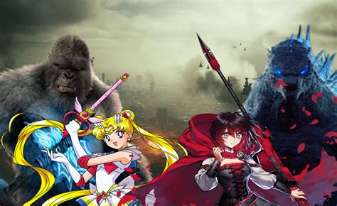 Godzilla And Ruby Rose Vs Sailor Moon And Kong By Rsuam1 On Deviantart