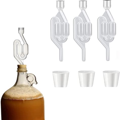 3 Pack S Shape Airlock For Fermentation With 3 Stoppers Bubble Sealing