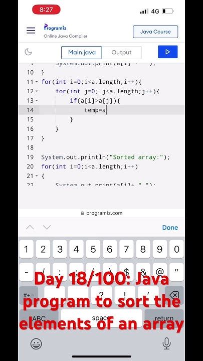 18 Java Program To Sort The Elements In An Array Javaprogrammingforbeginners Sortingshorts