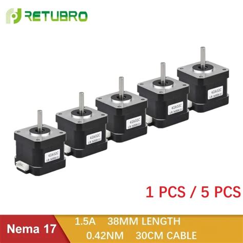Nema 17สเต็ปเปอร์มอเตอร์1ชิ้น5ชิ้น42 Ncm 15 A 38มม ความยาวไฮบริดแบบ