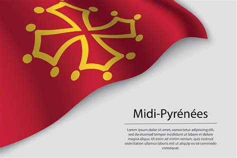 Midipyrã Nães의 웨이브 플래그는 프랑스의 한 지역입니다 배너 또는 리본 개념에 대한 스톡 벡터 아트 및 기타 이미지