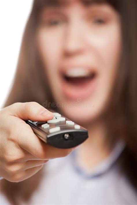 Woman Hand Holding Tv Channel Remote Control Stock Photo Image Of