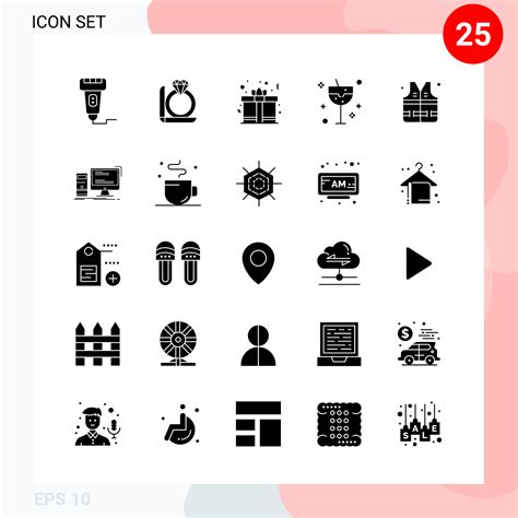 Vector Pack Of Icons In Solid Style Creative Glyph Pack Isolated On White Background For Web