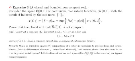 Solved Exercise A Closed And Bounded Non Compact Chegg