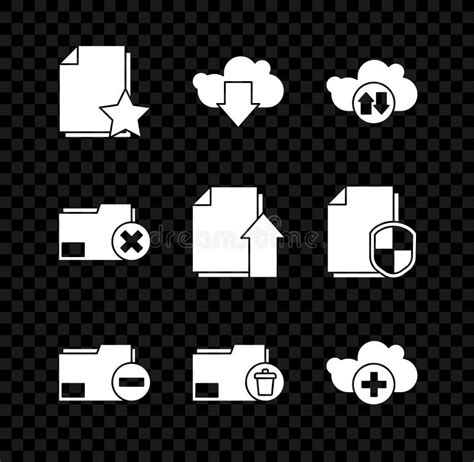 Set Document With Star Cloud Download And Upload Folder Minus