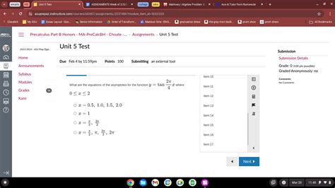 Solved 20232024 Asu Prep Digit Unit 5 Test Home Announcements Due
