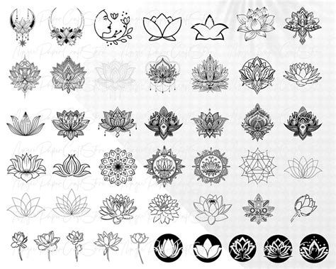 88 Lotus Flower Svg Bundle Lotus Svg Lotus Silhouette Lotus Etsy