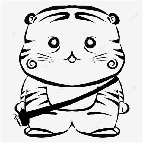 Cute Tiger Outline Tattoo
