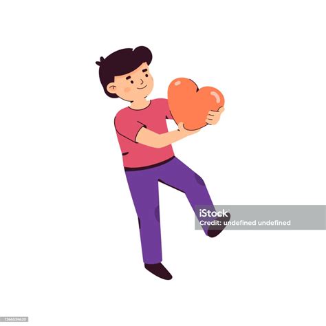 빨간 마음을 들고 귀여운 작은 소년과 소녀의 컬렉션 행복한 아이 축하 발렌타인 데이 벡터 일러스트 개념에 대한 스톡 벡터 아트