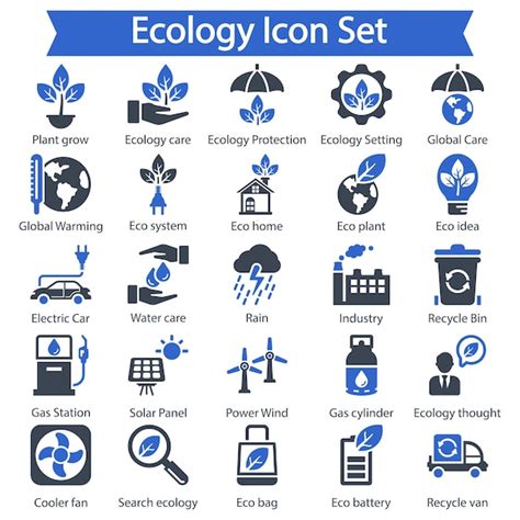 Premium Vector | Ecology blue icon set