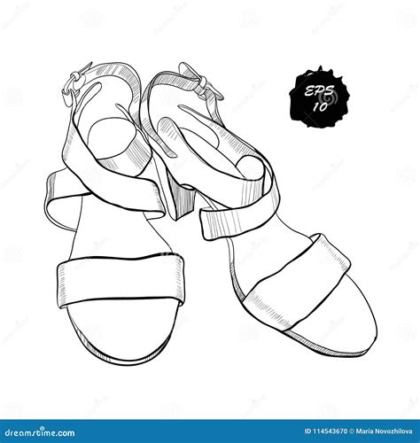 Ejemplo De Las Sandalias Aisladas De Los Objetos Diseño Gráfico De Dibujo Para La Mujer La
