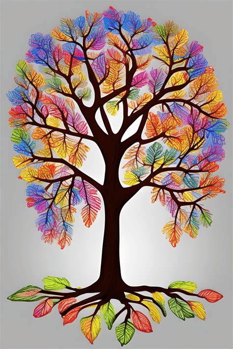 Colorful Brown Tree Of Life Creative Fabrica