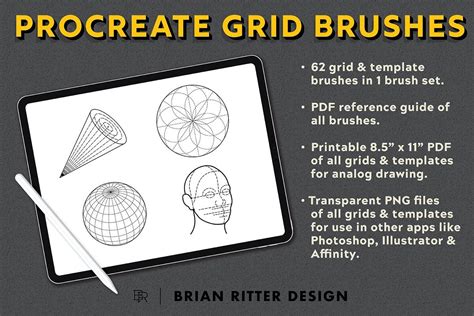 Procreate Drawing Grid Brushes Etsy