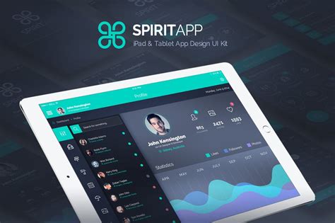 Item Spiritapp Ipad And Tablet App Design Ui Kit By Creakits Shared