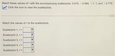 Solved Match These Values Of R With The Accompanying Chegg Com