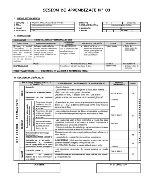 Creado A Imagen Y Semejanza De Dios Sesion 3 Pdf Aprendizaje