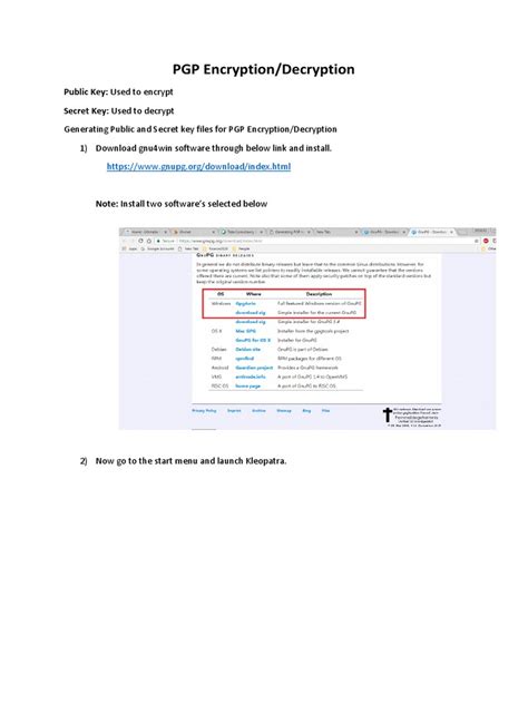 Pgp Encryptiondecryption Public Key Used To Encrypt Secret Key Used To Decrypt Pdf