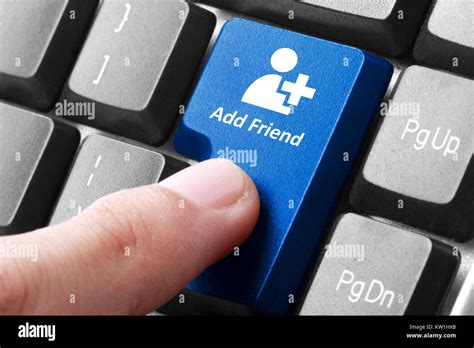 Blue Add Friend Button On The Keyboard Stock Photo Alamy