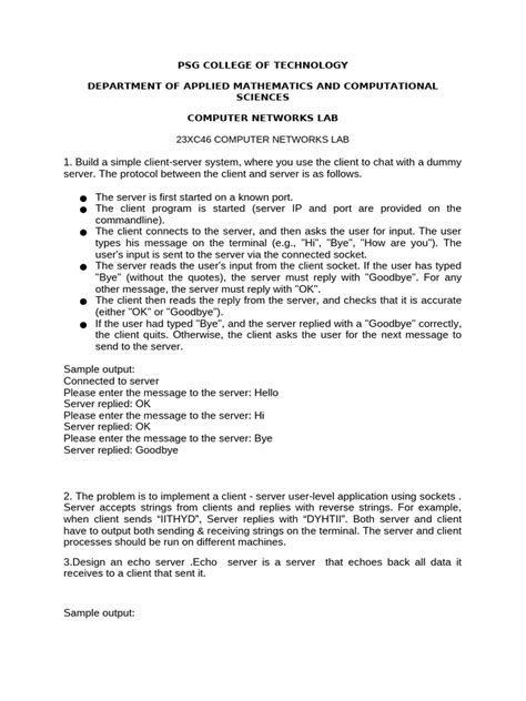 1socketprogramming Tcp3 Pdf Port Computer Networking Server Computing