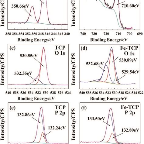 Xps Spectra Of β Tcp A C And E And 5 Fe Tcp B D And F With A