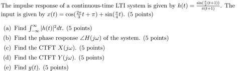 solved the impulse response of a continuous time lti system