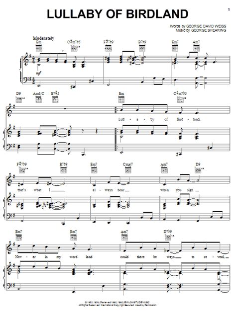 George Shearing Lullaby Of Birdland Sheet Music Pdf Notes Chords