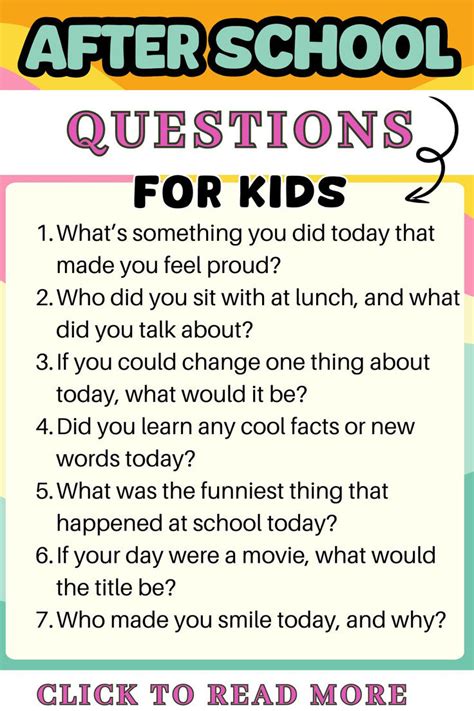 20 Fun Questions to Ask Your Kids After School | Fun questions to ask, Fun questions for kids ...