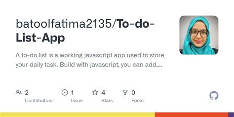Github Batoolfatima To Do List App A To Do List Is A Working Javascript App Used To Store
