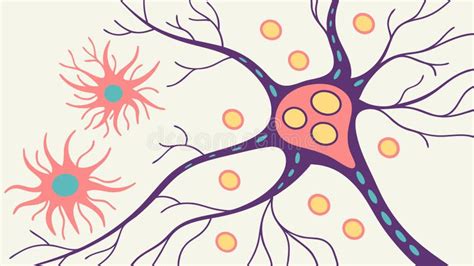 Colorful Neuron Cell And Synapses Medical Illustration Vector Design
