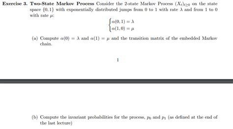 Solved 3 Two State Markov Process Consider The 2 State