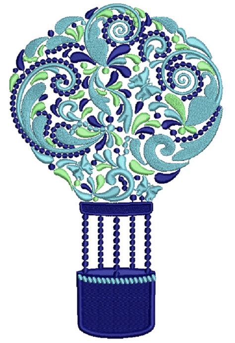 Ornate Hot Air Balloon Filled Machine Embroidery Design Digitized Patt