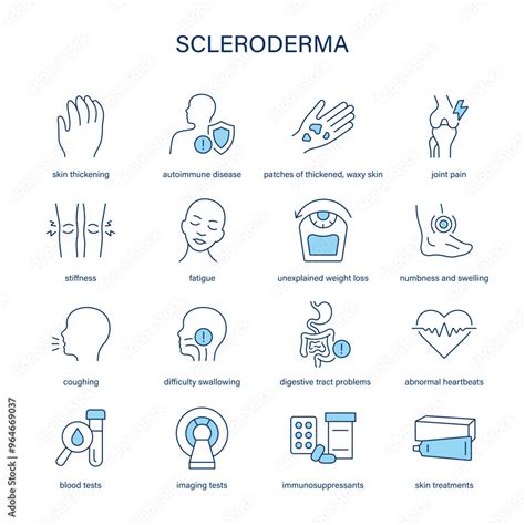Scleroderma Symptoms Diagnostic And Treatment Vector Icons Medical