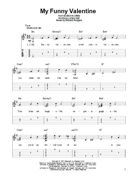 My Funny Valentine By Richard Rodgers Sheet Music For Solo Guitar At