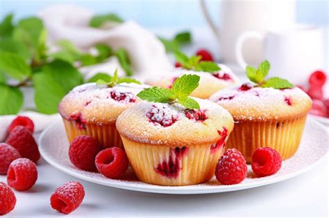 Raspberry Muffins With Fresh Raspberries Stock Illustration
