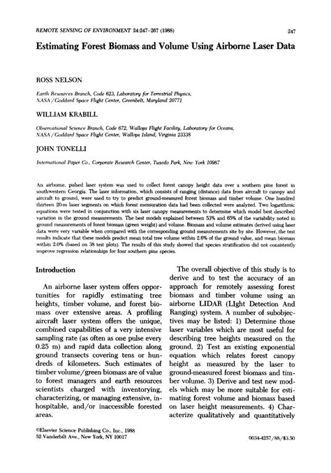 Pdf Estimating Forest Biomass And Volume Using Airborne Laser Data