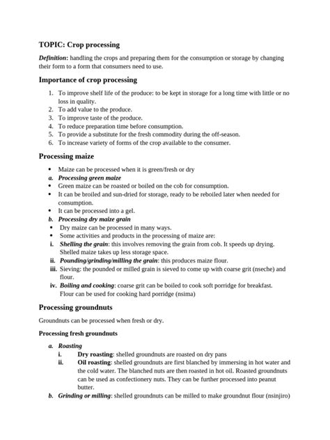 Topic 11 Crop Processing Pdf Mango Peanuts